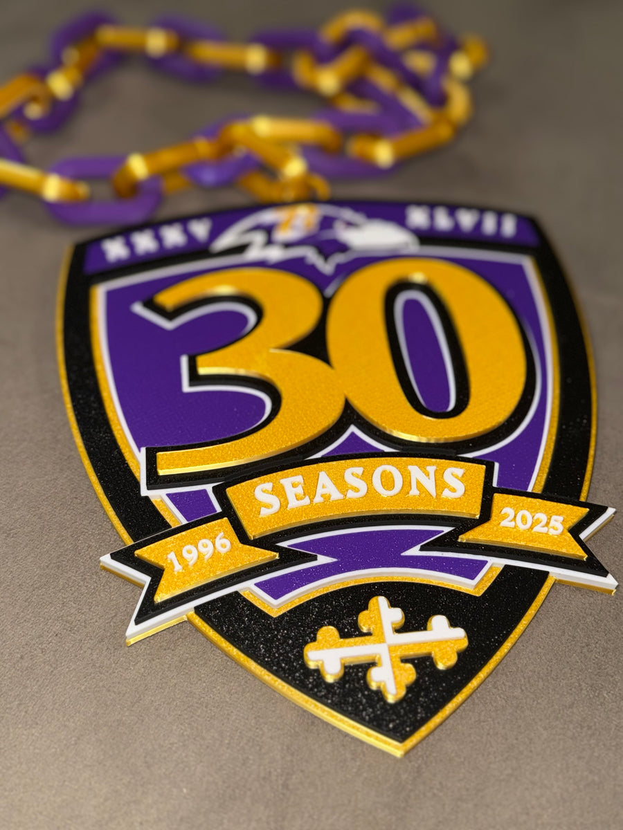 Ravens 30th Season 3D Printed Chain – “30 Seasons Strong” – Cynthia's ...